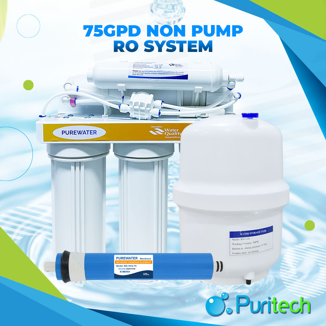 75GPD Pure Water 5 Stage Reverse Osmosis RO without Pump